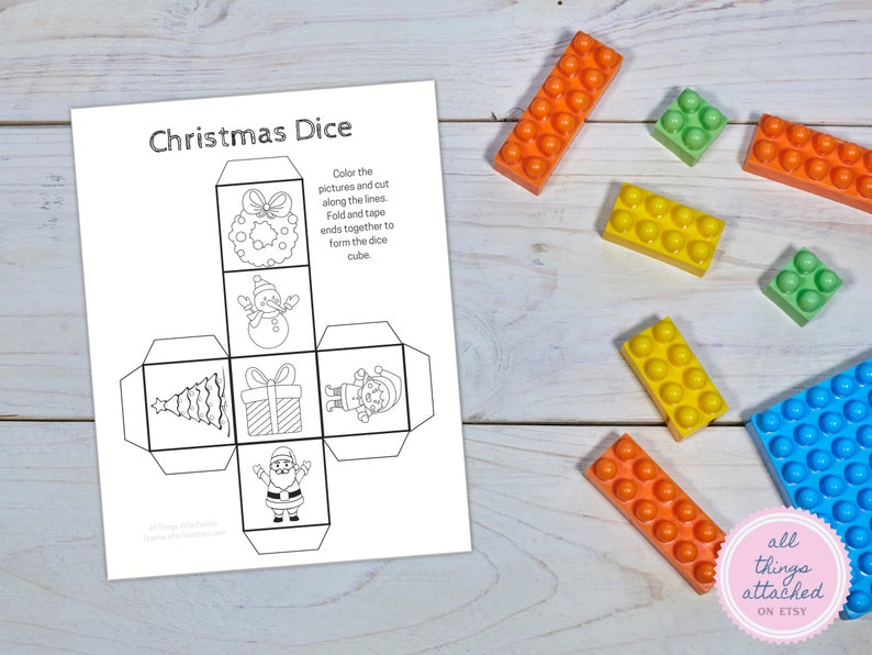 Christmas Dice Game | Printable Dice | Christmas Coloring Activity Page ...
