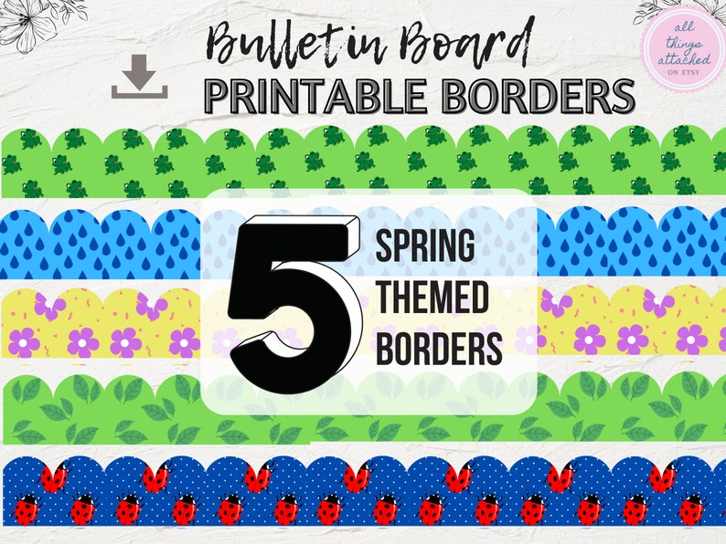 Spring Bulletin Board Borders Printable Bulletin Board Trim - Etsy