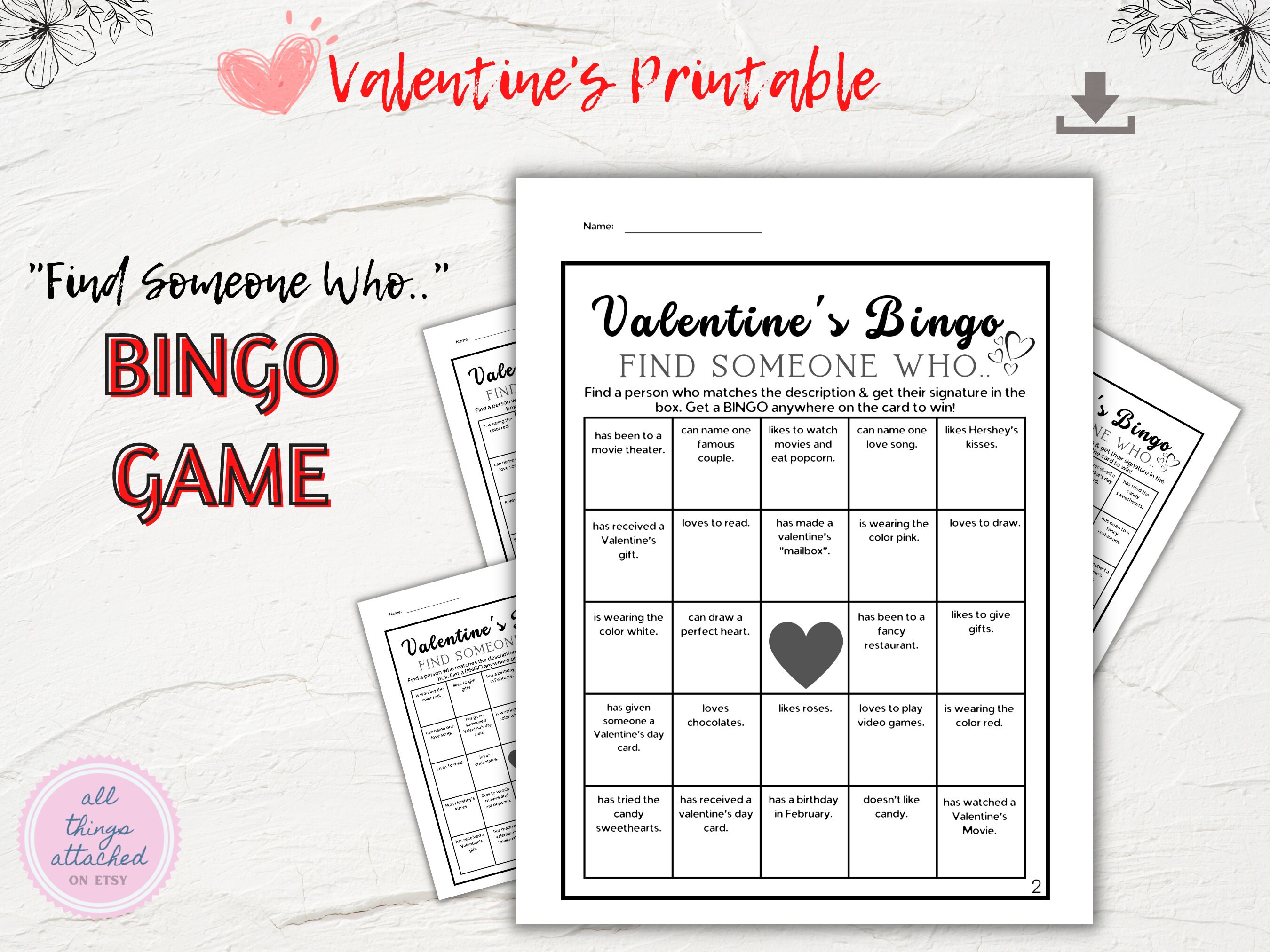 Valentine's Games | Printable Valentine's Bingo | Valentine's Day ...