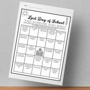 Last Day of School Games | End of the Year BINGO | Find Someone Who ...