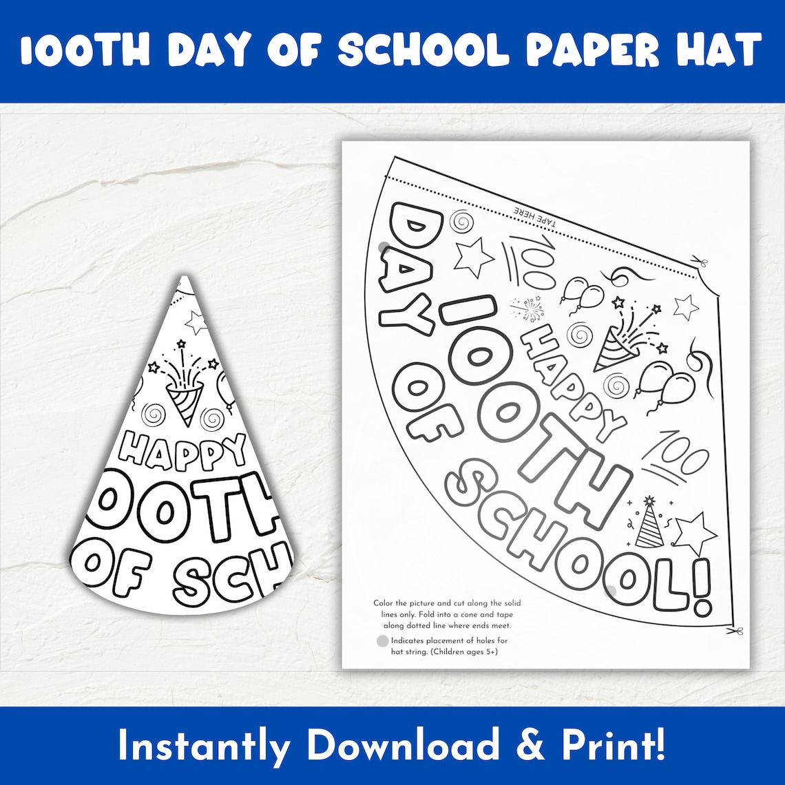 Printable 100th Day of School Activity | 100th Day of School Hat Craft ...
