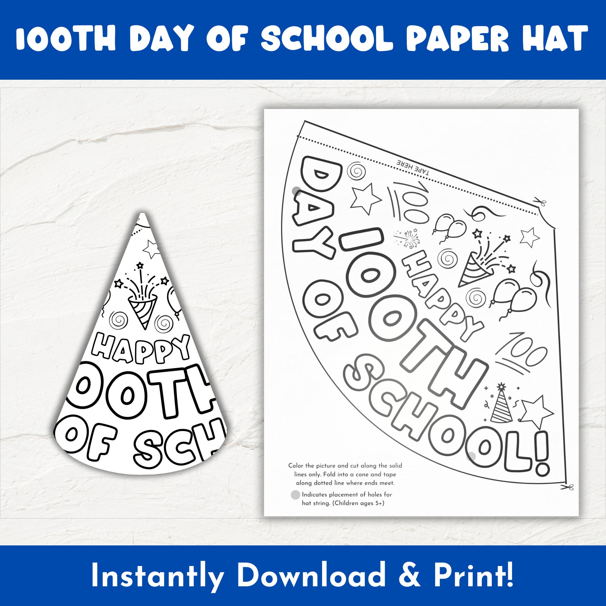 Printable 100th Day of School Activity | 100th Day of School Hat Craft ...