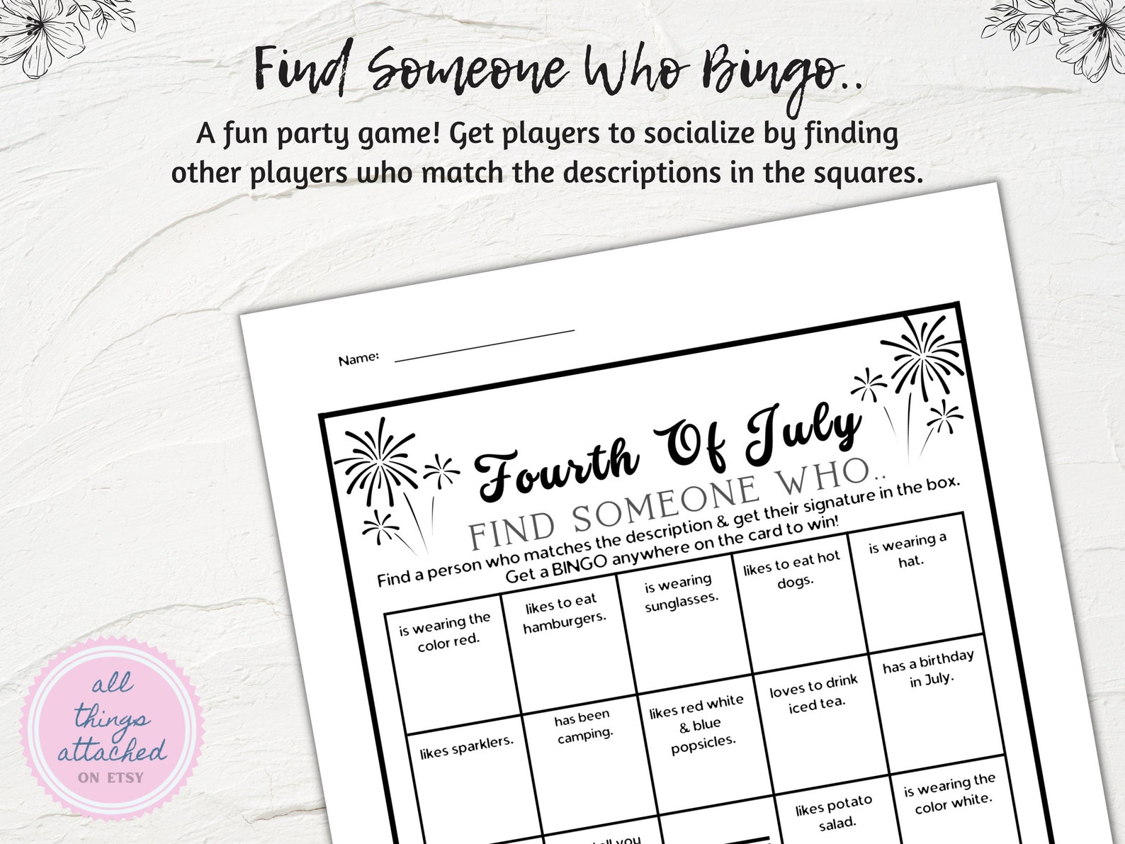 4th of July Games | Printable Fourth of July Bingo | Party Game ...