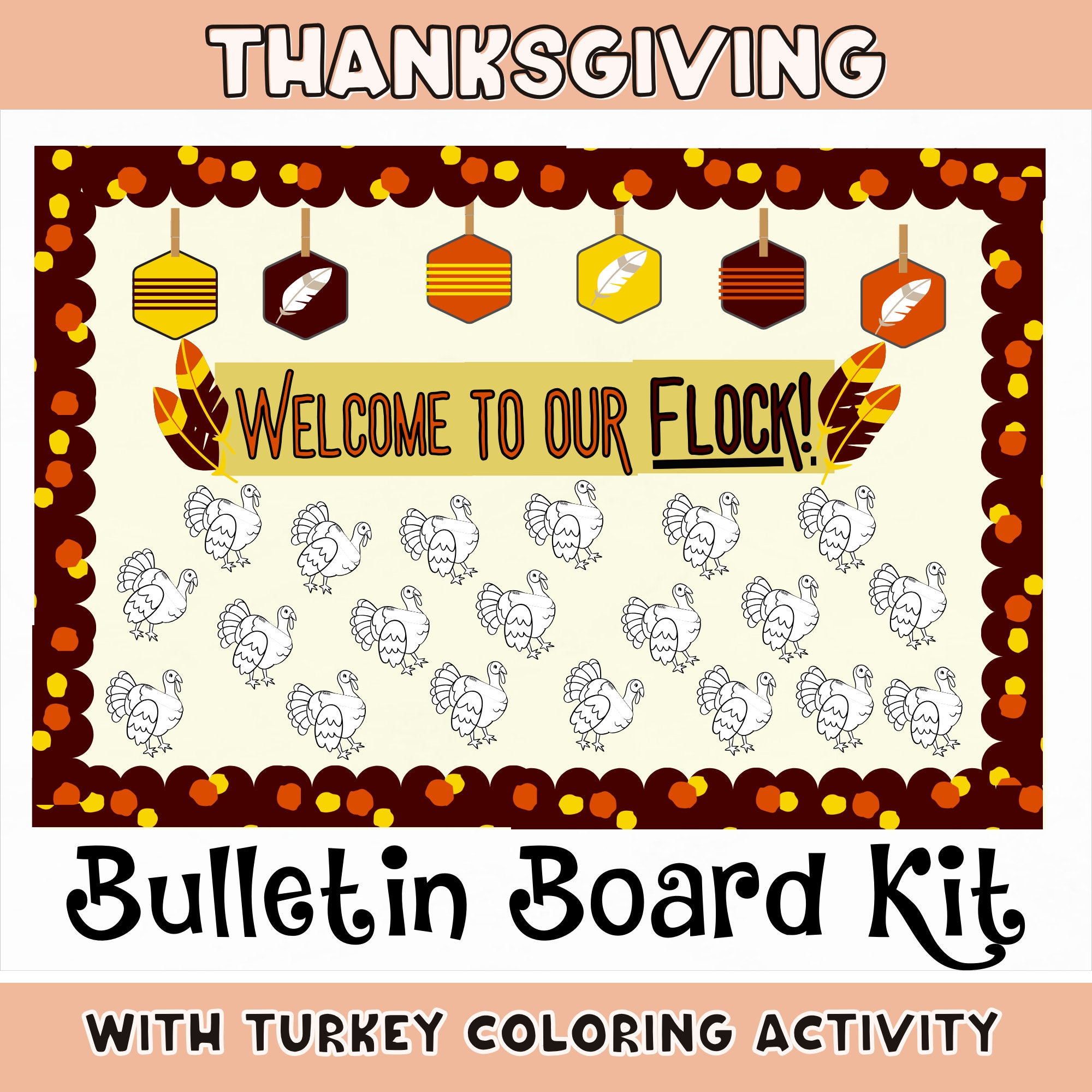 Thanksgiving Themed Bulletin Board Kit | Printable November Board ...