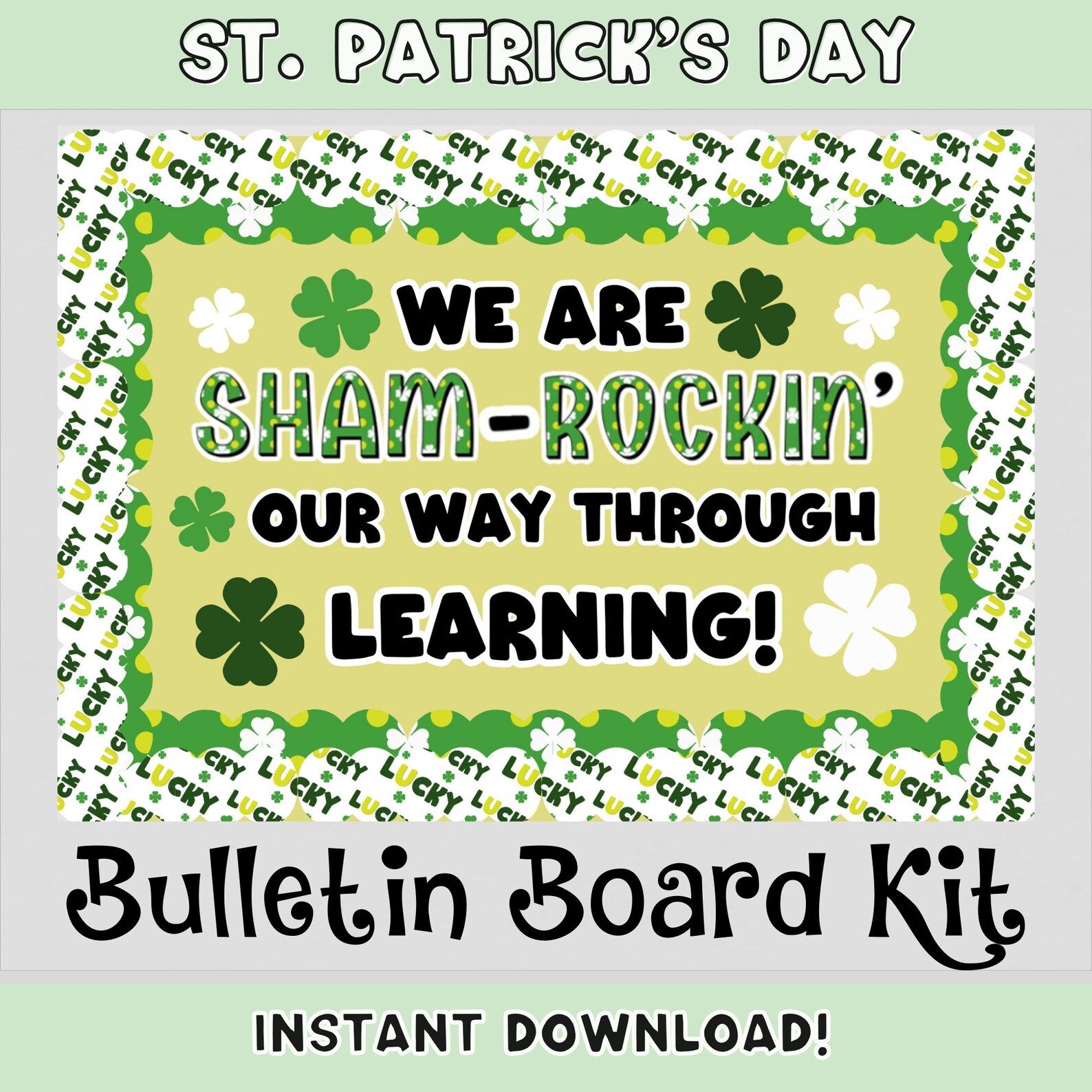 St. Patrick's Day Bulletin Board | Cute Clovers Bulletin Board | March ...