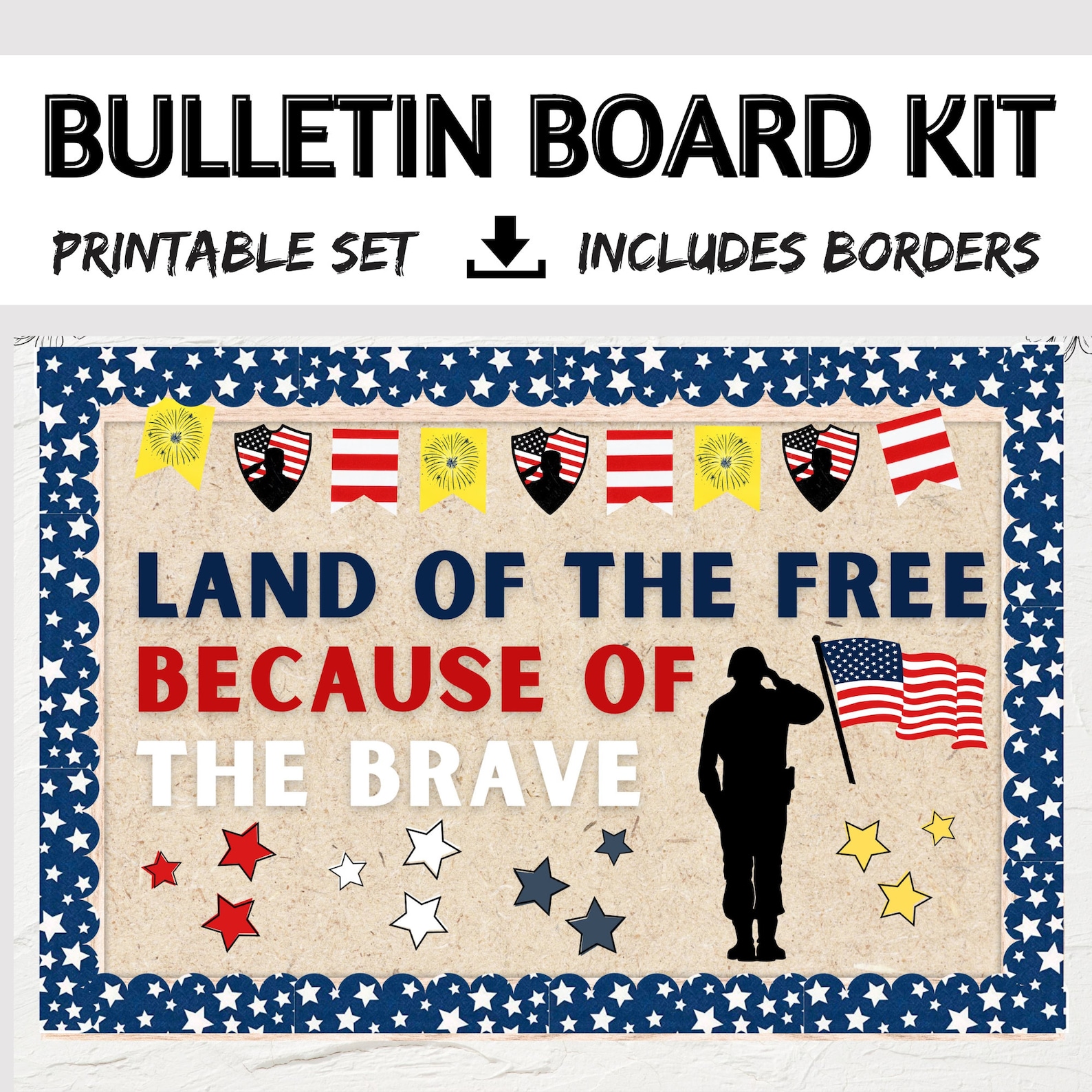 Veterans Day Bulletin Board Idea Printable Bulletin Board Kit Land of ...