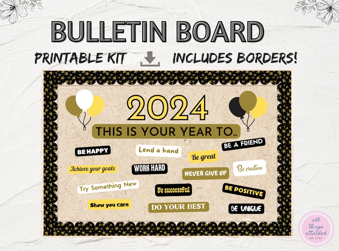 New Year Bulletin Board Idea Printable Bulletin Board Kit January ...
