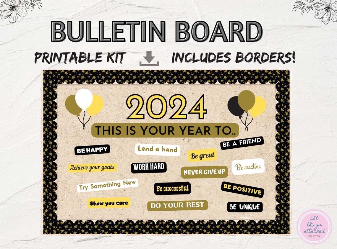 New Year Bulletin Board Idea Printable Bulletin Board Kit January ...