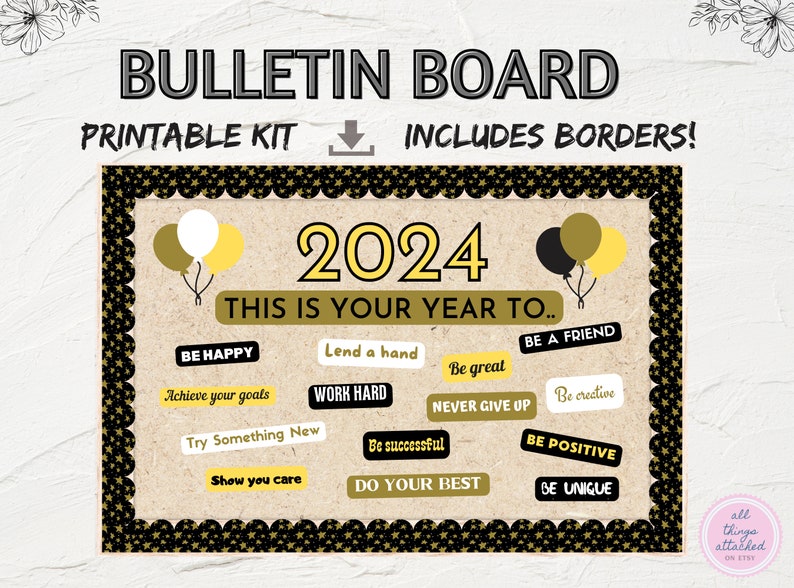 New Year Bulletin Board Idea Printable Bulletin Board Kit January ...