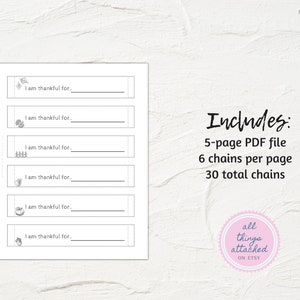 Thanksgiving Gratitude | Printable Paper Chain | I'm Thankful for | 30 ...