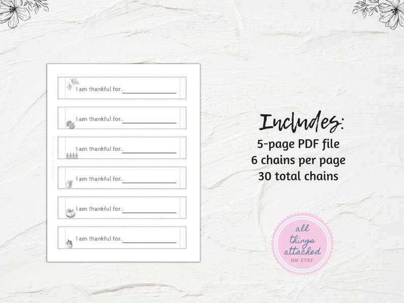 Thanksgiving Gratitude | Printable Paper Chain | I'm Thankful for | 30 ...