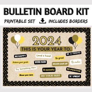 New Year Bulletin Board Idea Printable Bulletin Board Kit January ...