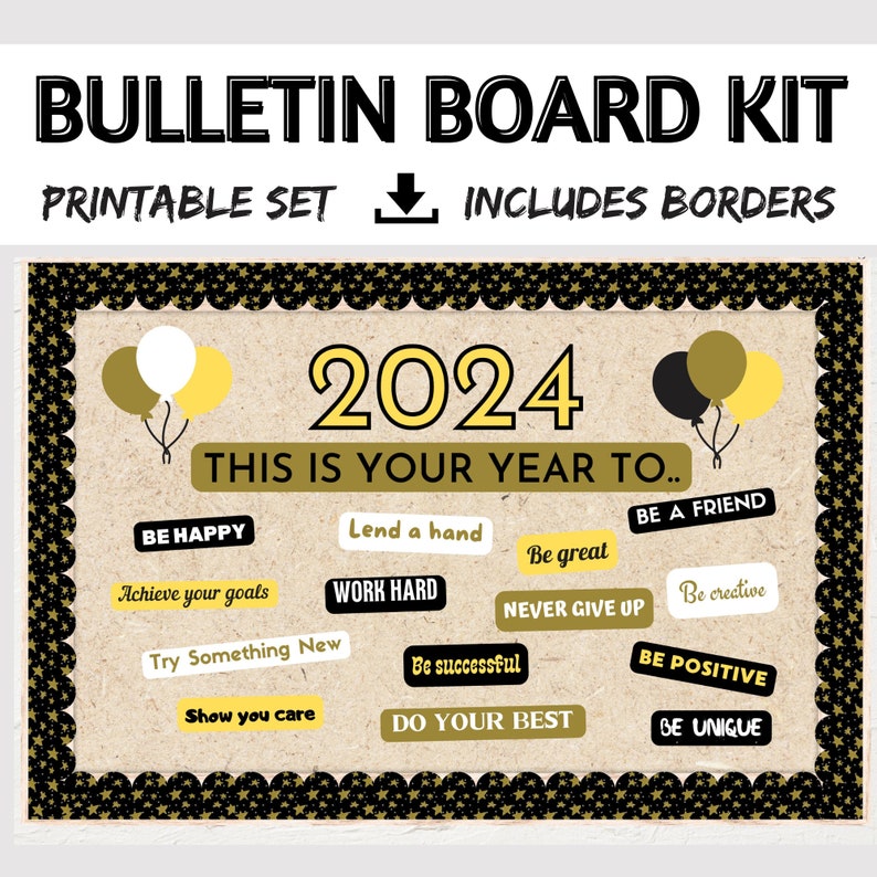 New Year Bulletin Board Idea Printable Bulletin Board Kit January ...