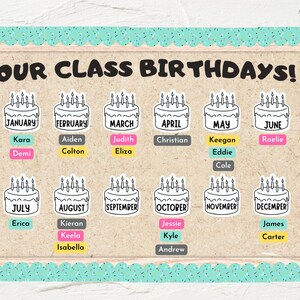 Birthdays Bulletin Board Set | Printable Classroom Bulletin Board Kit ...