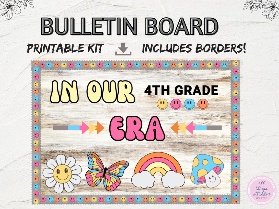 In Our Era Board Printable Bulletin Board Kit Groovy Classroom Decor ...