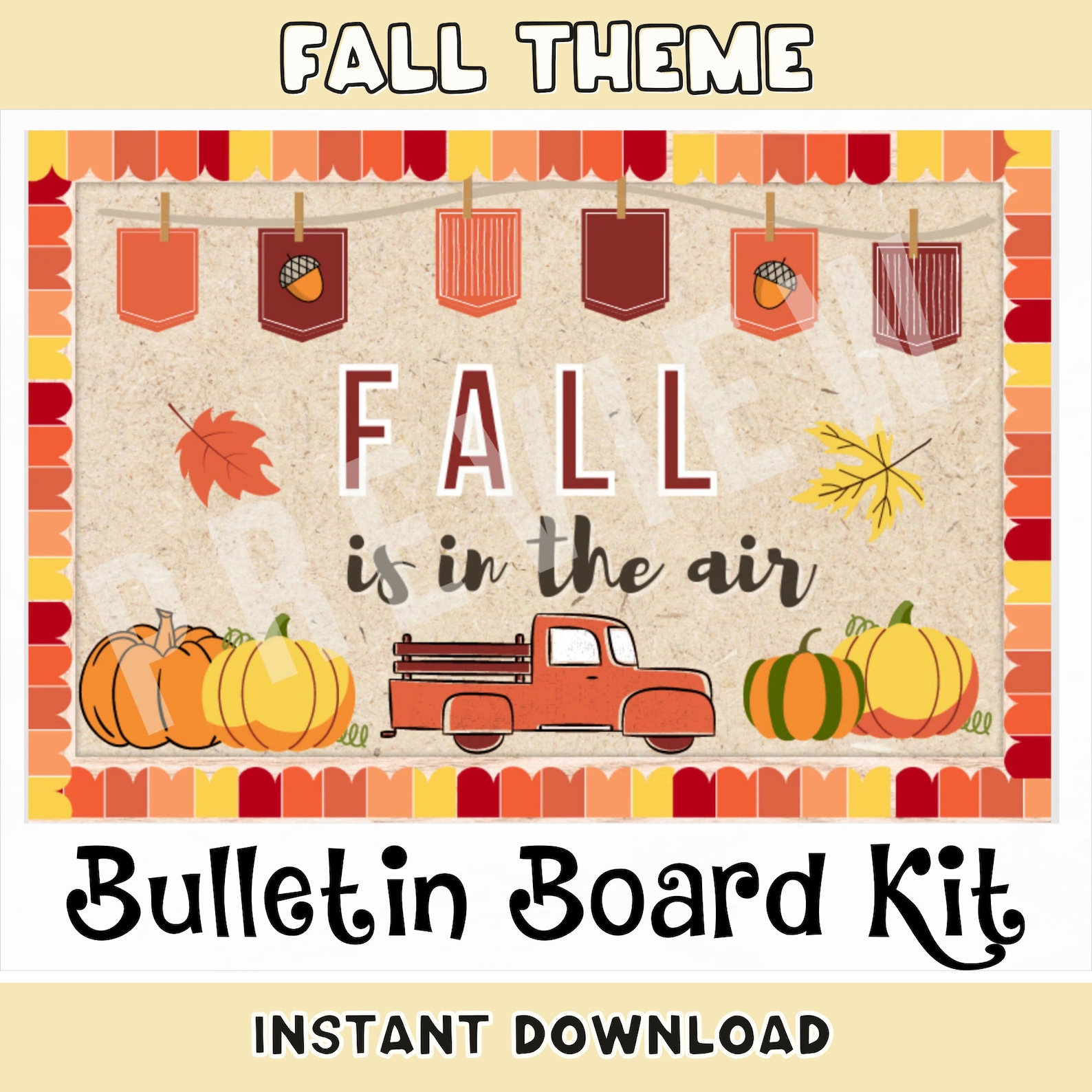 Fall Bulletin Board | Printable Pumpkin Themed Board Set | Autumn ...