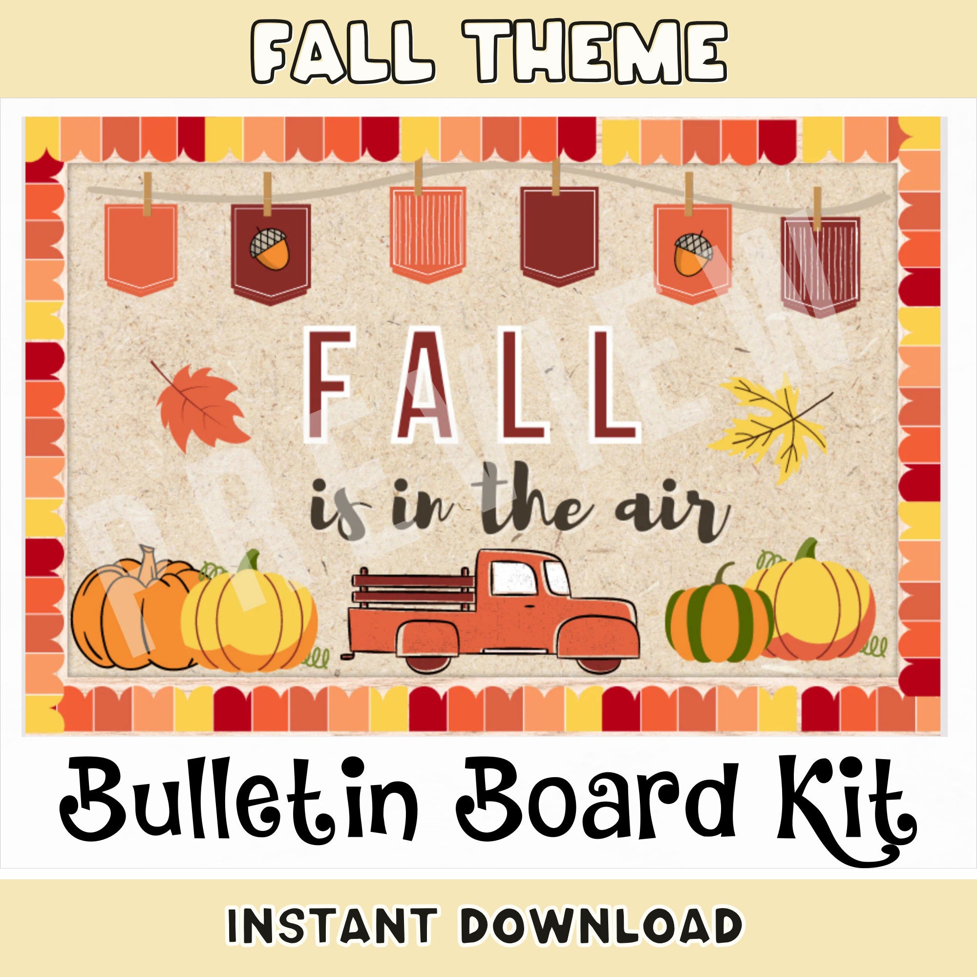 Fall Bulletin Board | Printable Pumpkin Themed Board Set | Autumn ...