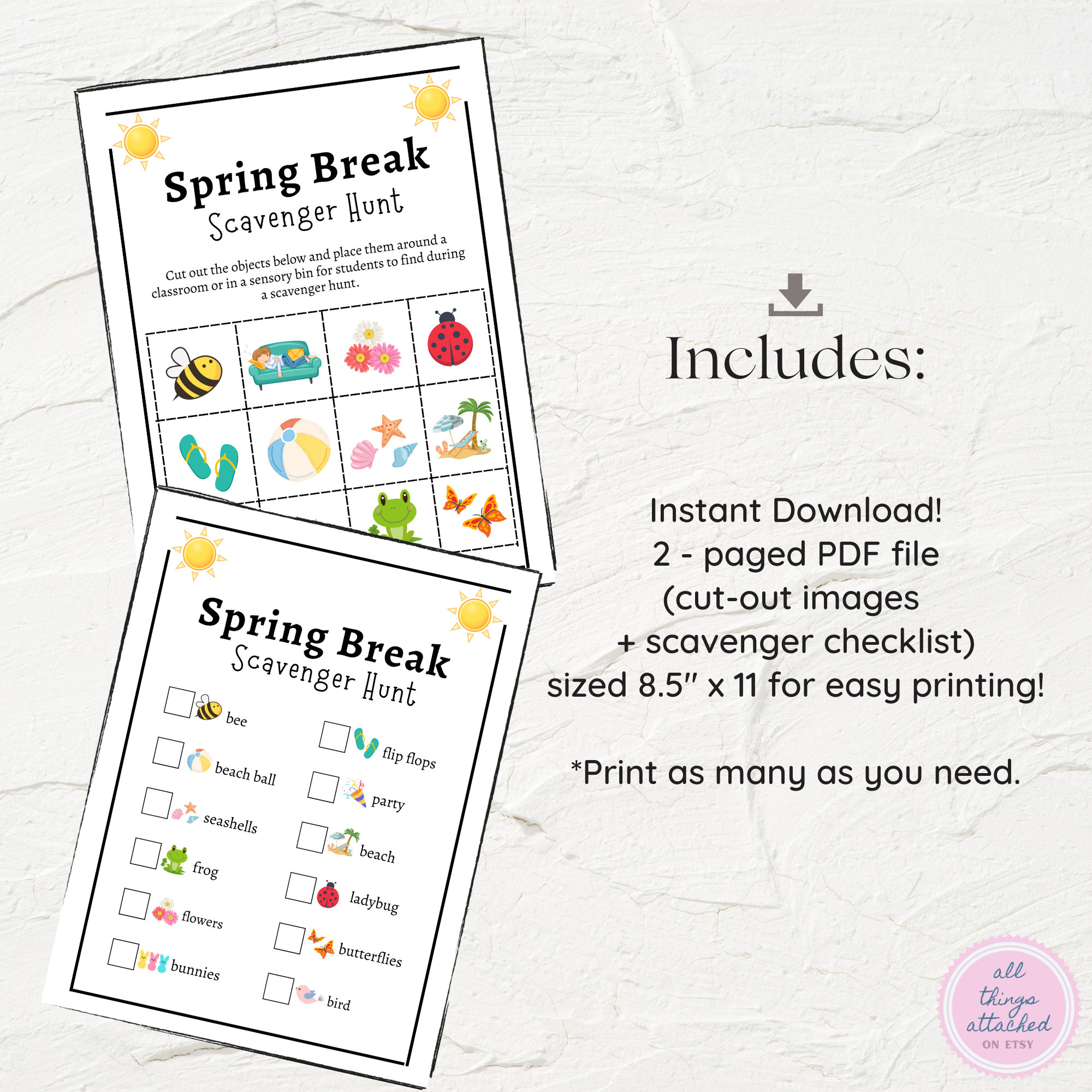 Spring Break Scavenger Hunt | Printable Scavenger Hunt | Spring Break ...