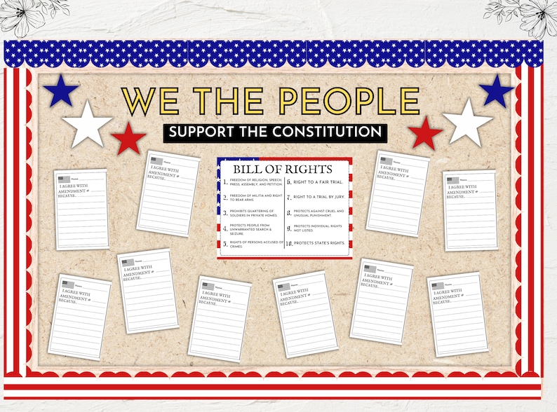Constitution Bulletin Board Idea | Printable Bill of Rights Bulletin ...