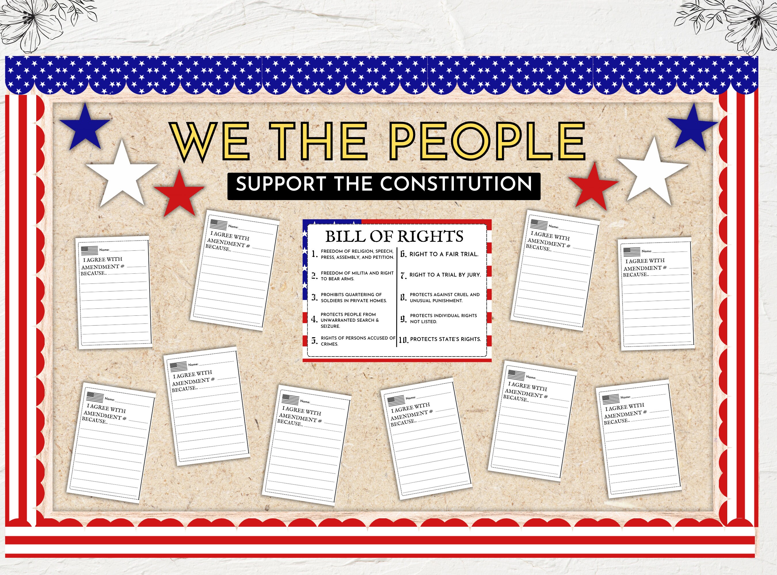 Constitution Bulletin Board Idea | Printable Bill of Rights Bulletin ...
