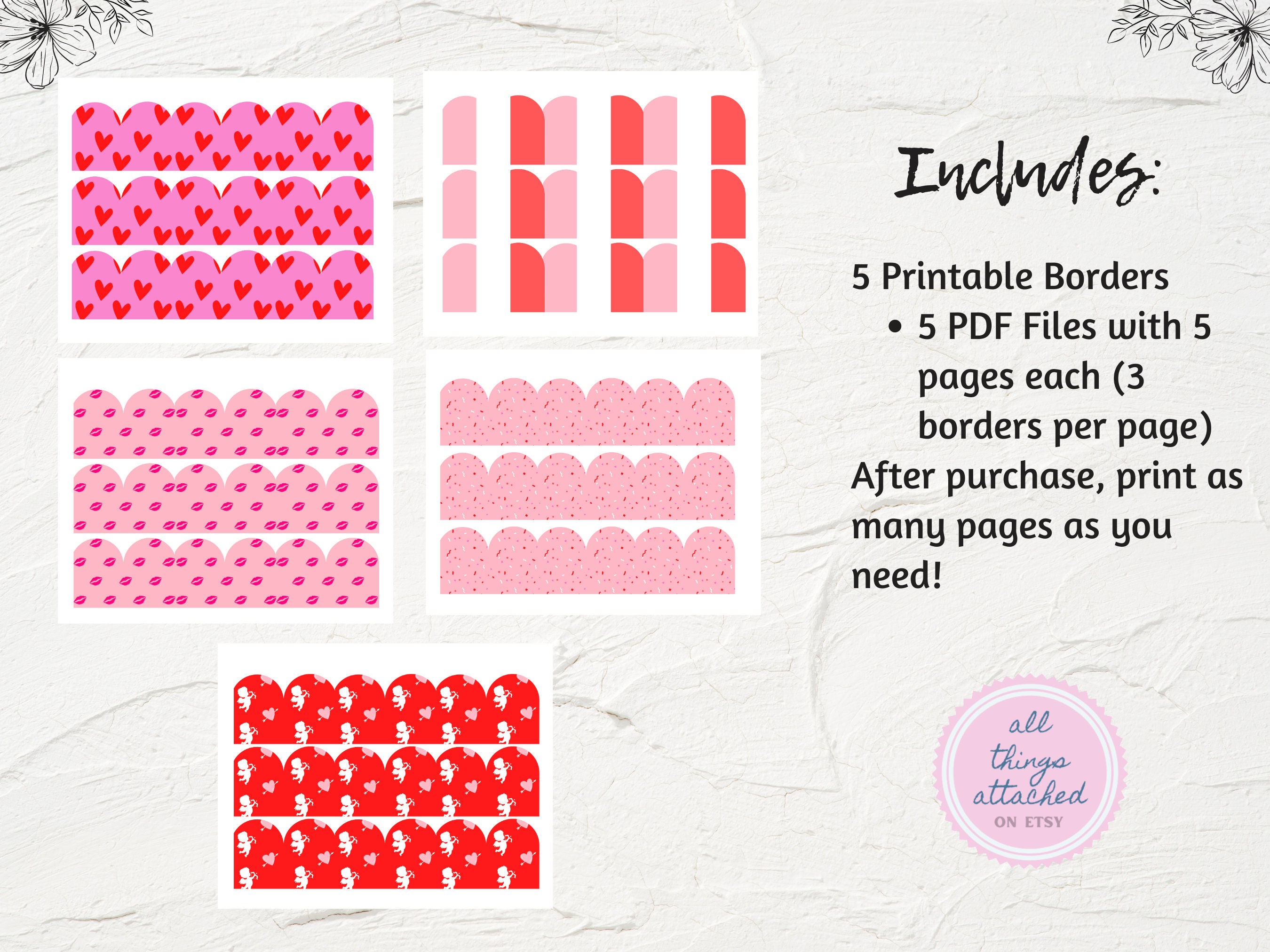 Valentine's Day Printable Borders | February Bulletin Board Borders ...
