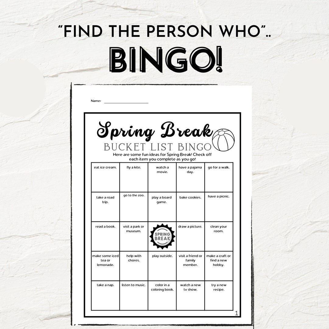Spring Break Games | Printable Spring Break Bucket List | Spring Break ...