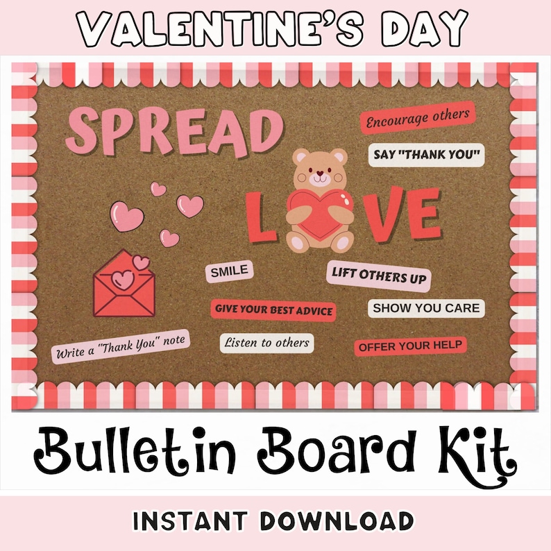 Valentine's Themed Bulletin Board | Printable Kindness Month Bulletin ...