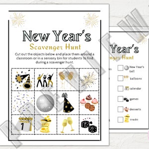 New Year's Scavenger Hunt | Printable New Year's Eve Game | Noon Years ...
