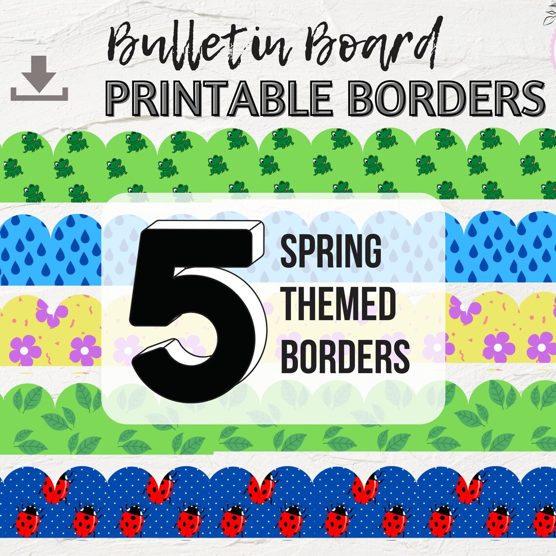 Spring Bulletin Board Borders Printable Bulletin Board Trim Spring ...