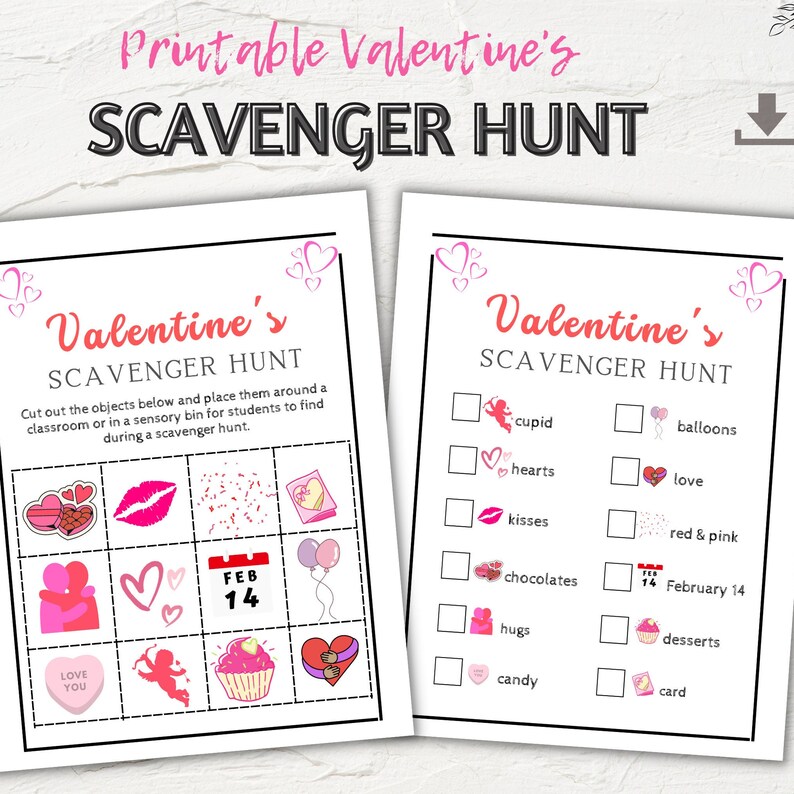 Valentine's Day Scavenger Hunt | Printable Valentine's Day Game ...