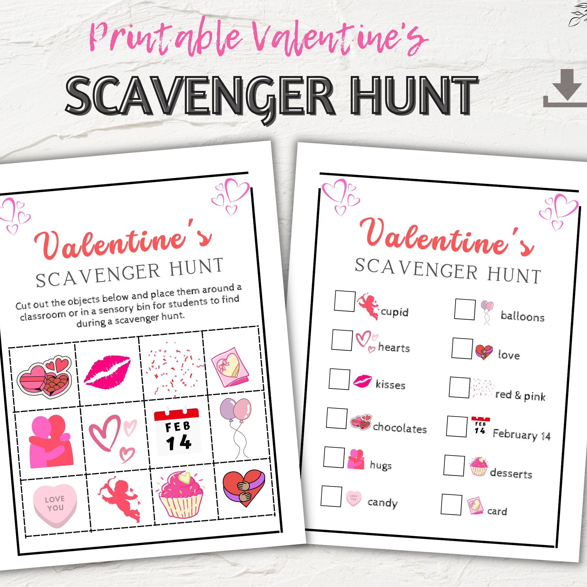 Valentine's Day Scavenger Hunt | Printable Valentine's Day Game ...