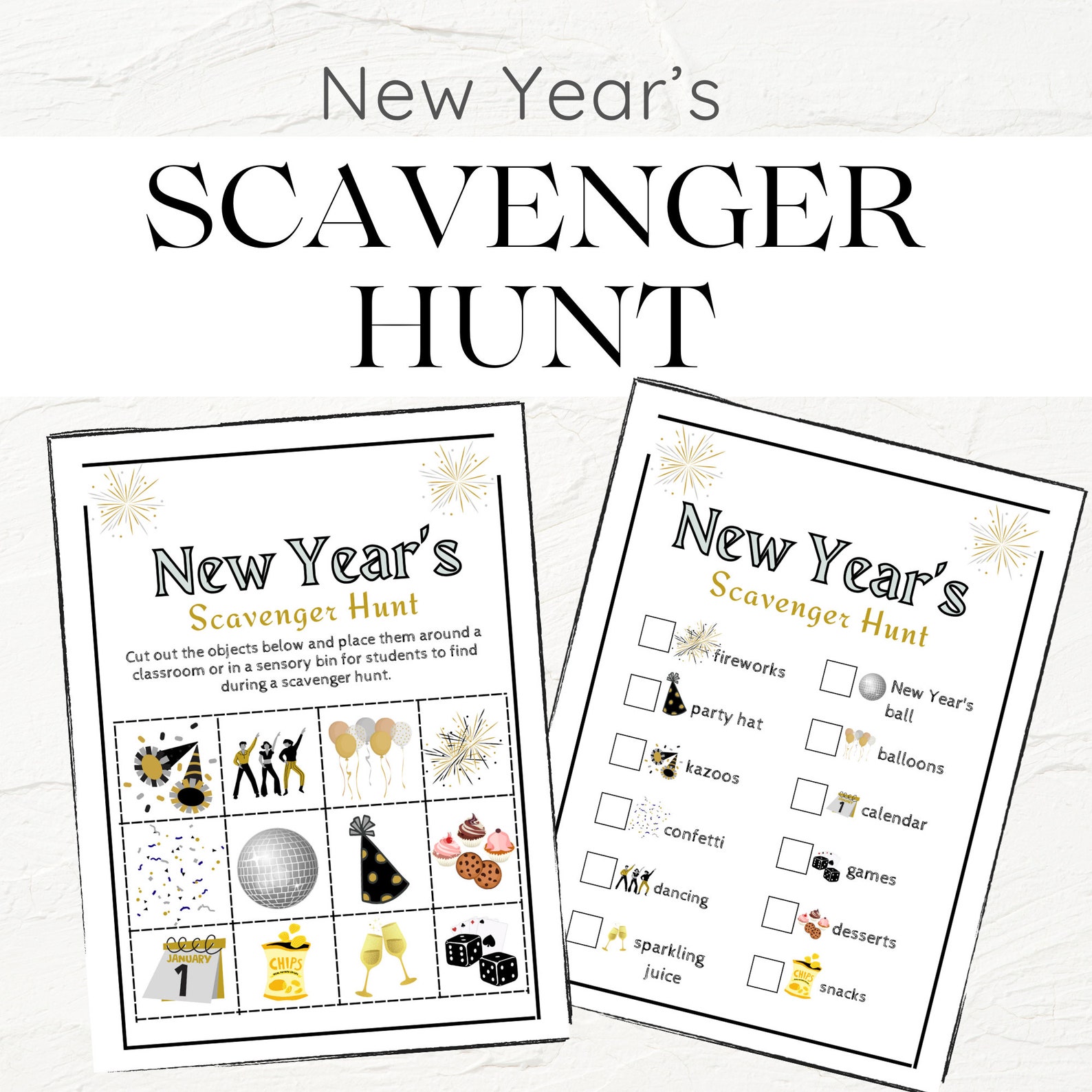 New Year's Scavenger Hunt | Printable New Year's Eve Game | Noon Years ...