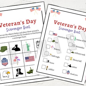 Veteran's Day Scavenger Hunt | Printable Veteran's Day Activity for ...