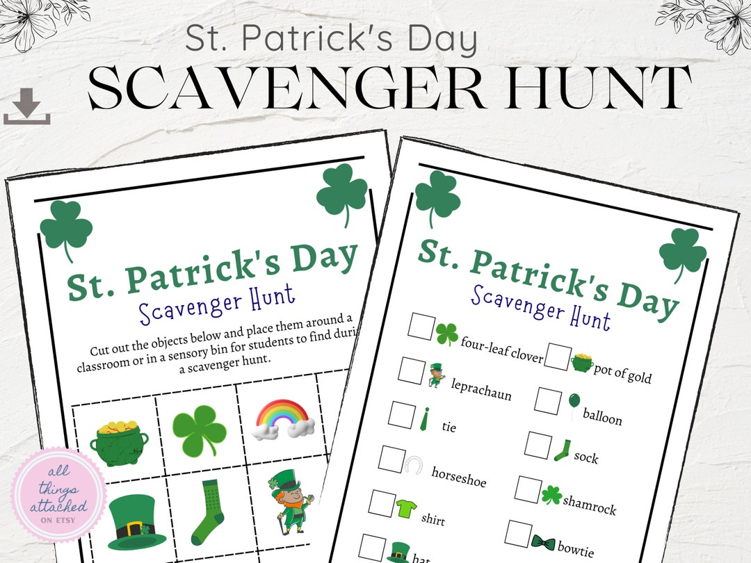St. Patrick's Day Scavenger Hunt Printable Saint - Etsy