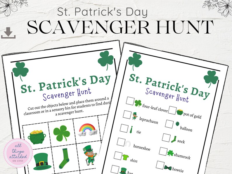 St. Patrick's Day Scavenger Hunt | Printable Saint Patrick's Day ...