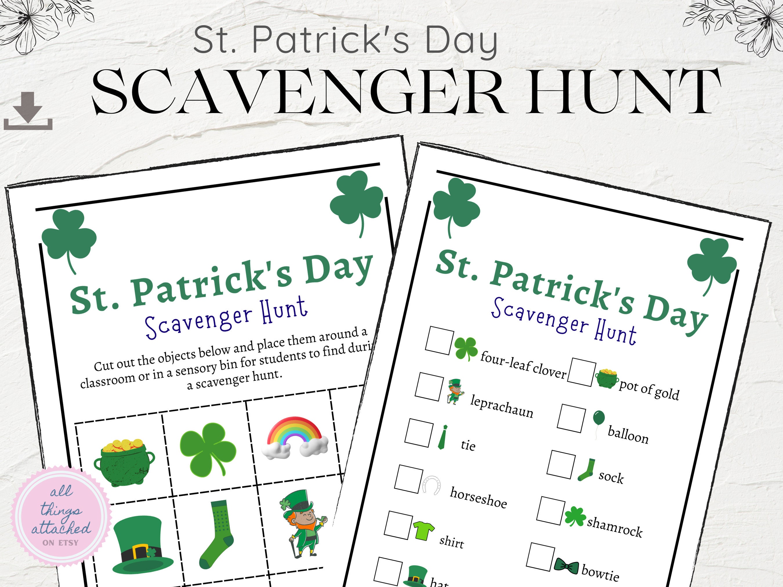 St. Patrick's Day Scavenger Hunt Printable Saint Patrick's Day Activity ...
