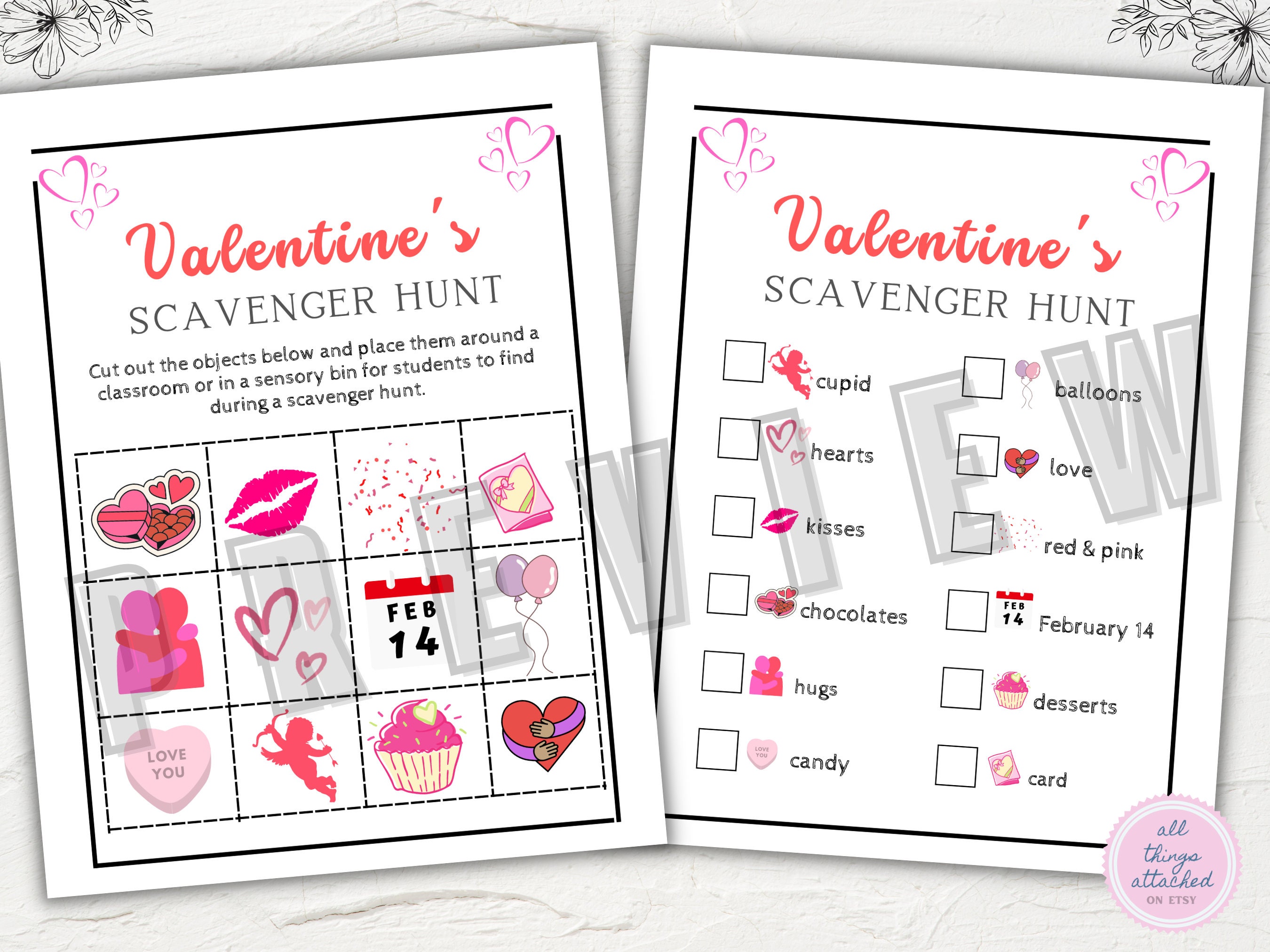 Valentine's Day Scavenger Hunt | Printable Valentine's Day Game ...