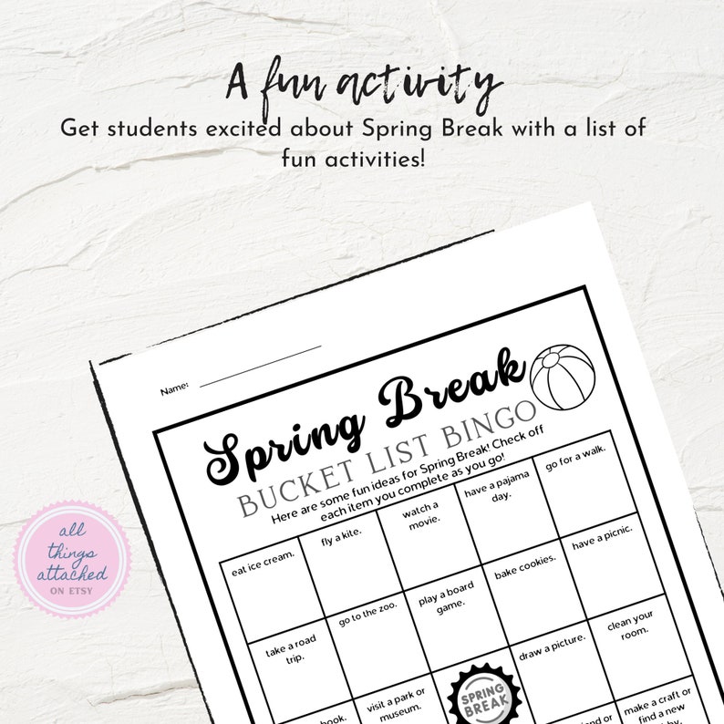 Spring Break Games | Printable Spring Break Bucket List | Spring Break ...