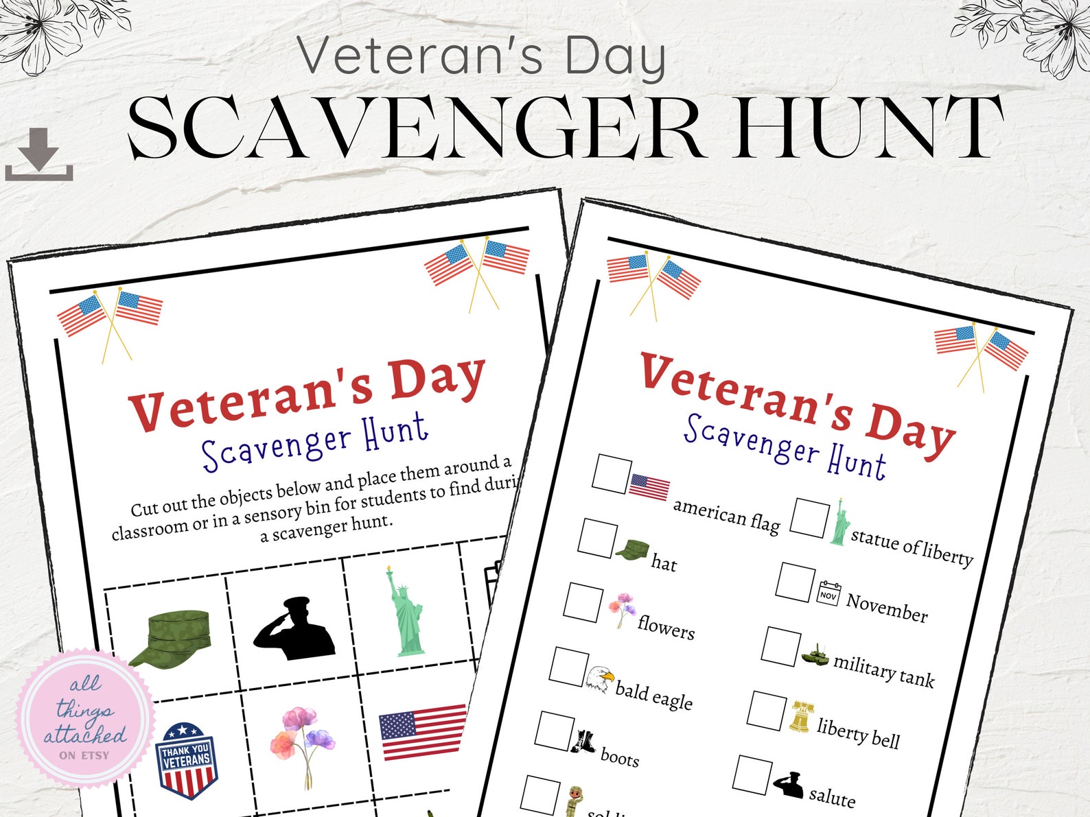 Veteran's Day Scavenger Hunt | Printable Veteran's Day Activity for ...