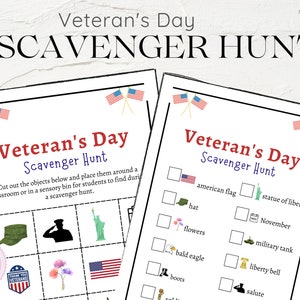 Veteran's Day Scavenger Hunt | Printable Veteran's Day Activity for ...