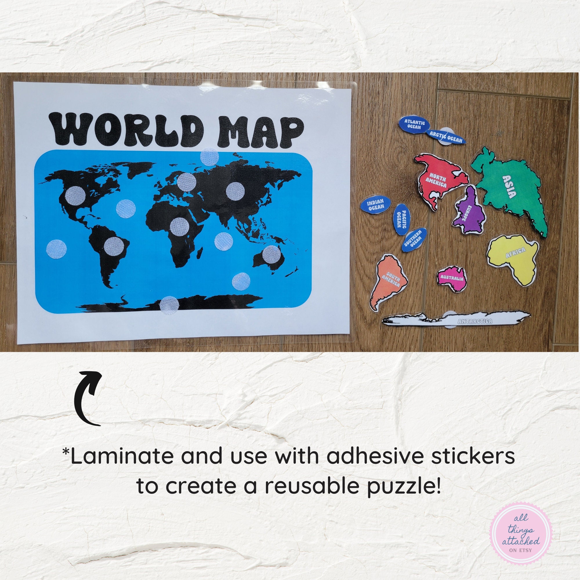 Continents and Oceans Printable Puzzle World Geography Map Activity ...