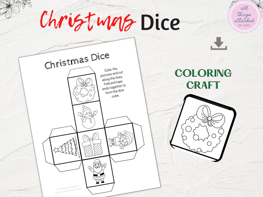 Christmas Dice Game | Printable Dice | Christmas Coloring Activity Page ...