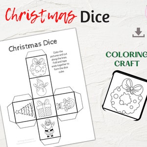 Christmas Dice Game | Printable Dice | Christmas Coloring Activity Page ...