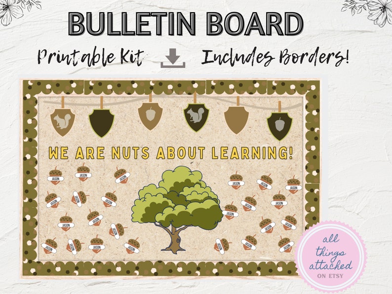 Fall Themed Bulletin Board | Nuts About Learning | Fall Acorns With ...