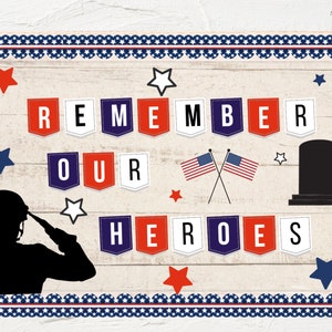 Veteran's Day Bulletin Board Kit | Veteran's Day Classroom Board Idea ...