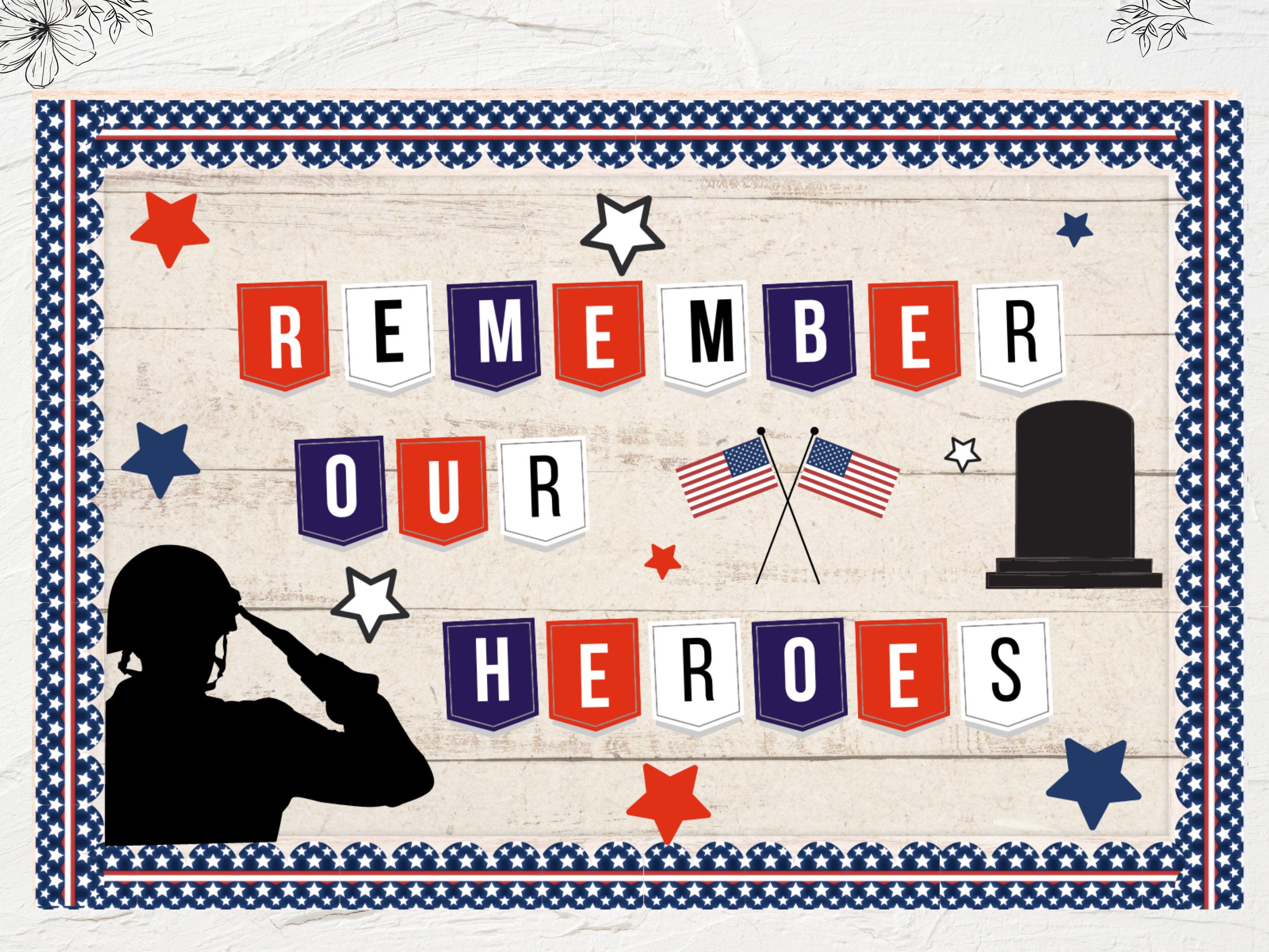 Veteran's Day Bulletin Board Kit | Veteran's Day Classroom Board Idea ...