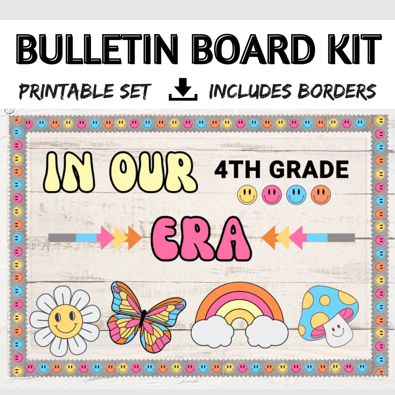 In Our Era Board Printable Bulletin Board Kit Groovy Classroom Decor ...