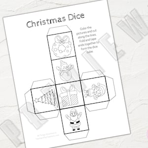 Christmas Dice Game | Printable Dice | Christmas Coloring Activity Page ...
