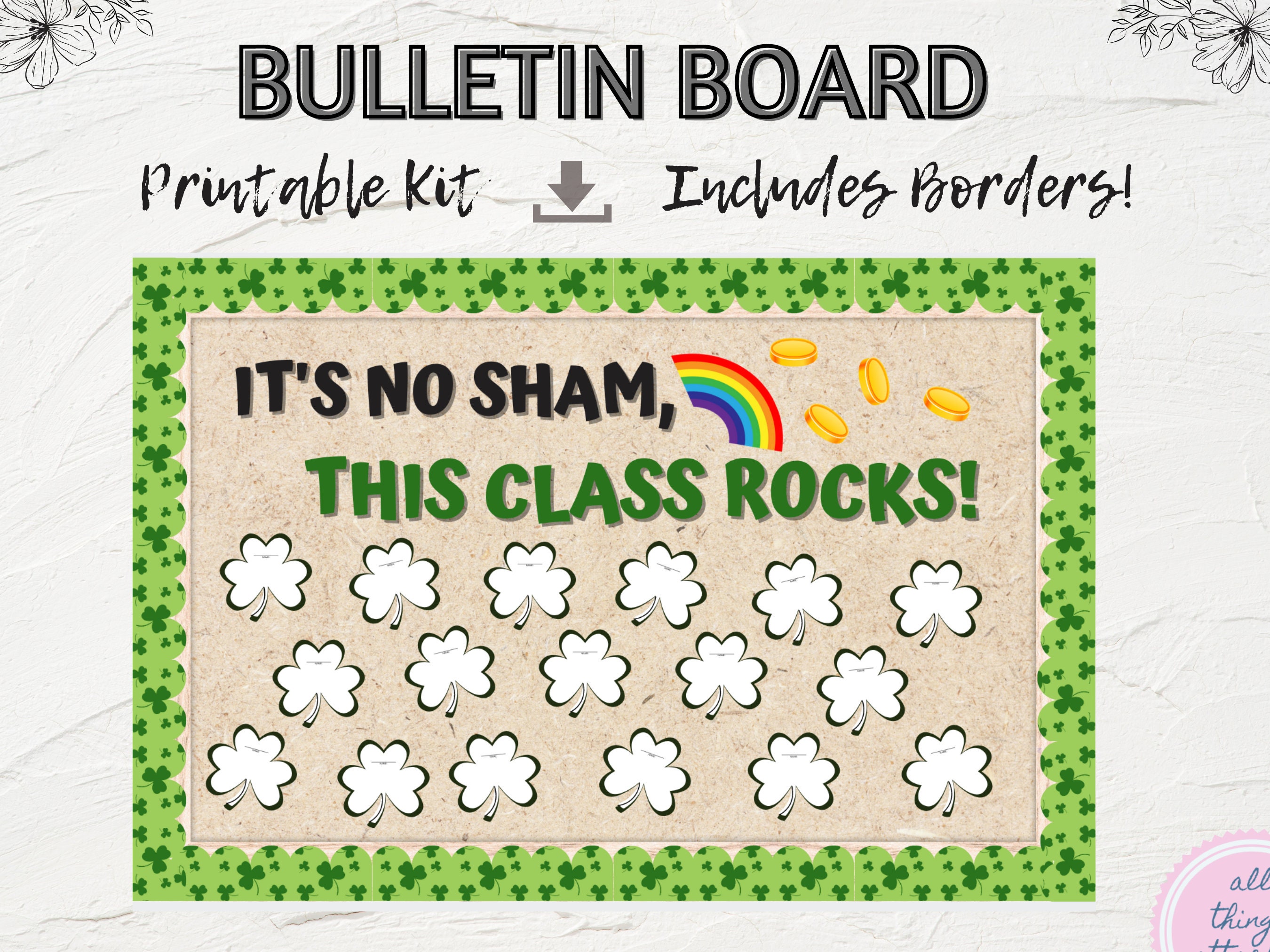 St. Patricks Day Themed Bulletin Board Printable March - Etsy