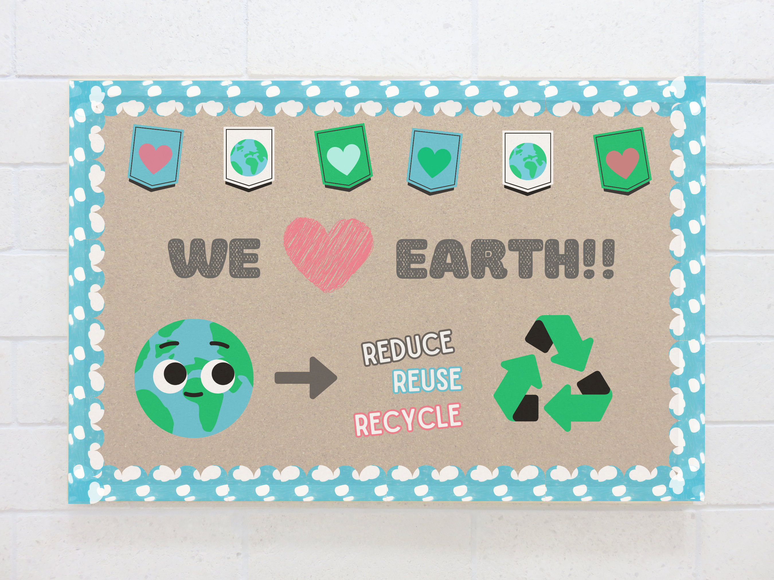 Earth Day Bulletin Board Kit | Printable Motivational Recycling ...